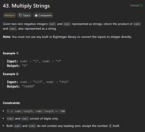 Hey Folks I Recently Solved The Multiply Strings Problem Medium