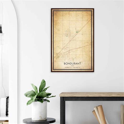 Vintage Bondurant Iowa Map Poster Modern Home Decor Wall Art Print