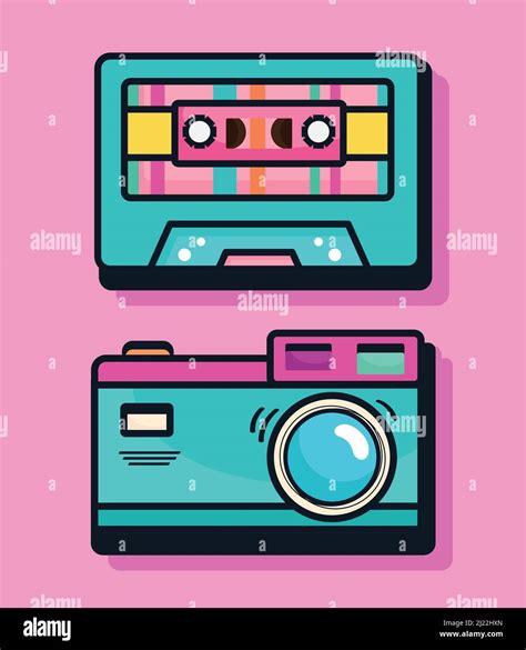 Nineties Camera And Cassette Stock Vector Image And Art Alamy