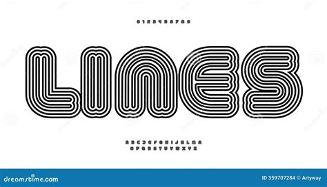 Alphabet Linear Design Type Style Letters Numbers Punctuation Marks Font Vector Typography