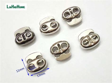 60pcs Lot Small Oval Metal Alloy Stoppers Toggle Cord Locks Drawstring Lock With Two Holes