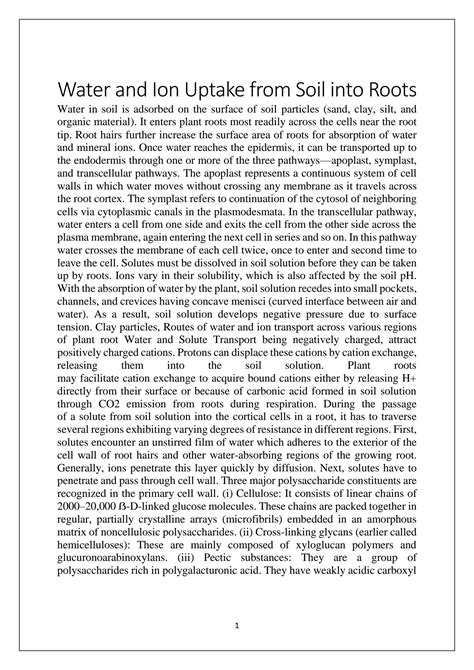 Solution Ions Traffic Into Root System Complete Notes And Assignment