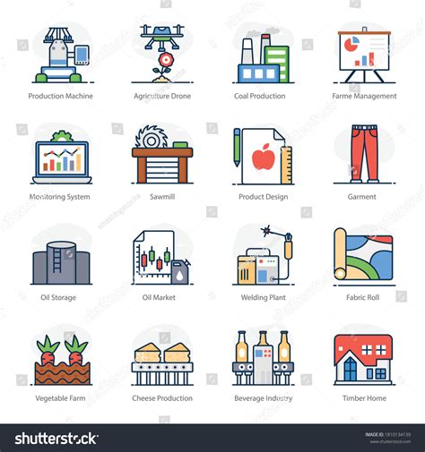 Industrial Factory Automation Icons Modern Flat Stock Vector Royalty Free 1810134139