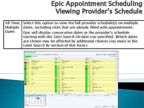 Lesson 10 Epic Appointment Scheduling Viewing Providers Schedule