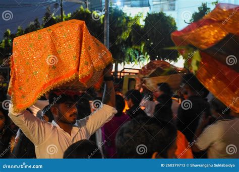 People Carrying Basket Full Of Fruits For Chhath Puja At Guwahati Assam