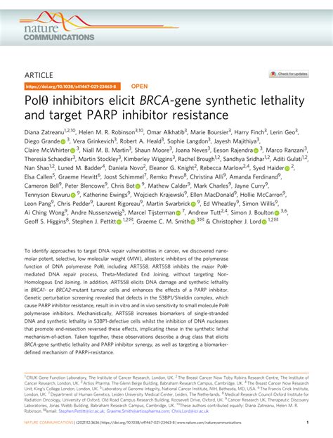 Pdf Polθ Inhibitors Elicit Brca Gene Synthetic Lethality And Target
