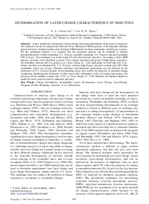 Pdf Determination Of Layer Charge Characteristics Of Smectites