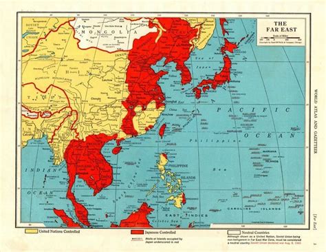 1945 Far East Wartime Map 1940s Wwii Wartime Asia Map Japanese