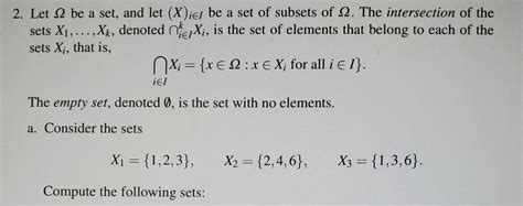 solved 2 let Ω be a set and let x i∈i be a set of subsets