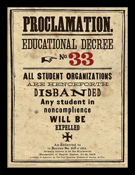 Harry Potter Educational Decree No 33 Framed Poster Buy At Europosters