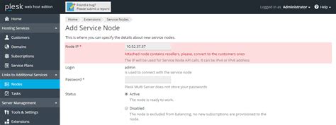Attaching A Plesk Server To Multi Server As A Service Node Plesk Onyx