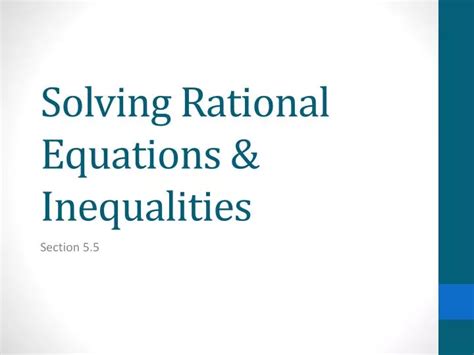 Ppt Solving Rational Equations And Inequalities Powerpoint Presentation Id 5863526