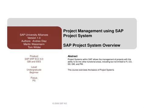 PPT Comprehensive Guide To SAP Project System Overview Benefits And Implementation
