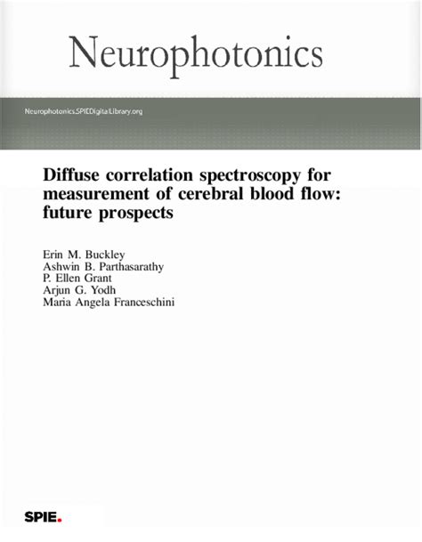 Pdf Diffuse Correlation Spectroscopy For Measurement Of Cerebral
