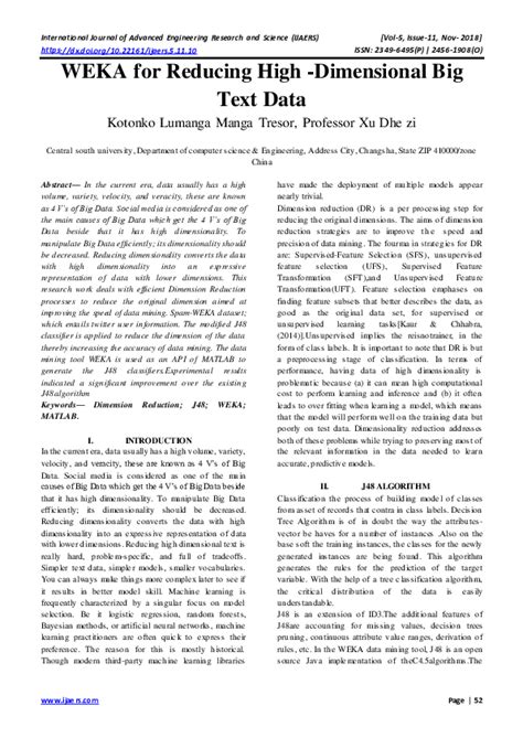 pdf weka for reducing high dimensional big text data