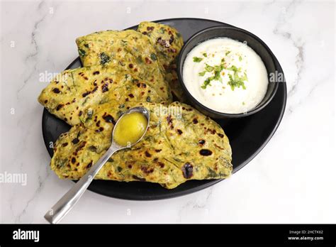 A Food Called Methi Paratha Or Methi Thepla Is An Indian Breakfast Dish