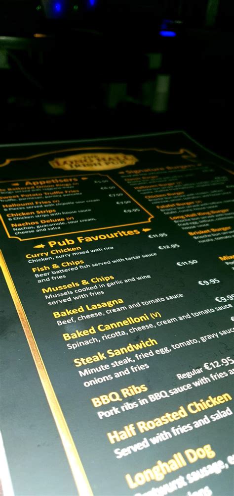 Menu At The Long Hall Irish Pub Saint Julians Wffqfrm