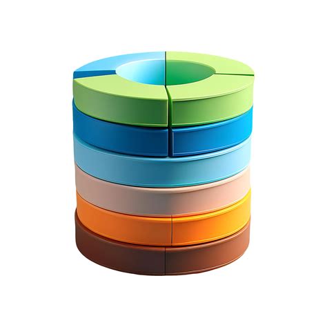 Multicolored Stacked Donut Chart Symbol Isolated On Transparent Background PNG