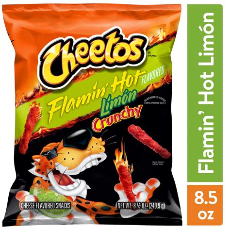 Cheetos Crunchy Flamin Hot Limon Cheese Flavored Snacks 85 Oz Bag