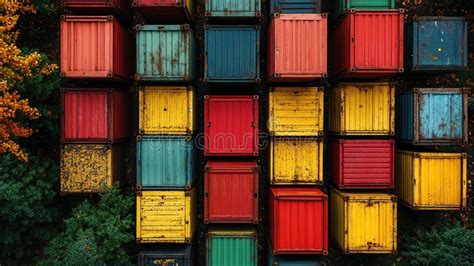 colorful cargo containers stock illustration illustration of stacked