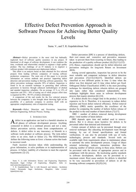 Pdf Effective Defect Prevention Approach In Software Process · Pdf Fileeffective Defect