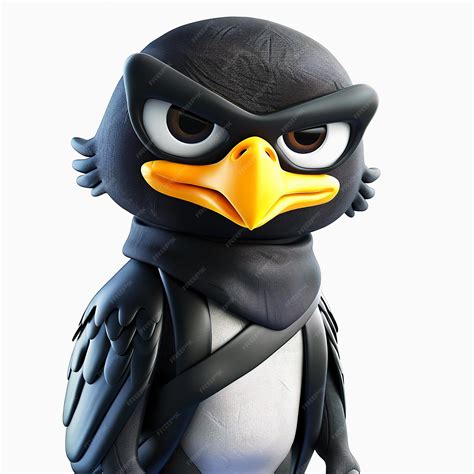 Premium Photo Cute Eagle Ninja Cartoon Isolated On White Background Chibi Eagle Assassin Cartoon