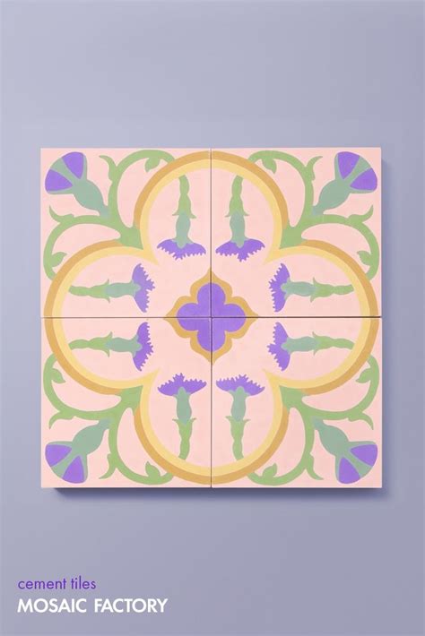Cement Tile With Floral Motives In Stunning Contrasting Colourway