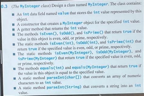 Solved 3 The Myinteger Class Design A Class Named