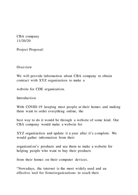 Cba Company 112020 Project Proposal Overview Pdf