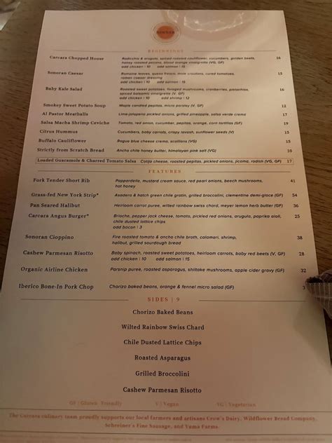 Menu At Carcara Restaurant Phoenix