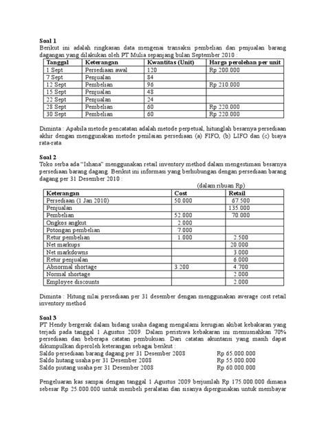 Soal Gross Profit Retail Method Dan Lcom Pdf
