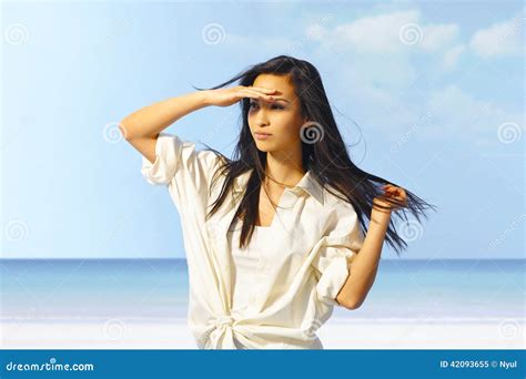 Portrait Of Young Asian Girl On The Beach Stock Image Image Of