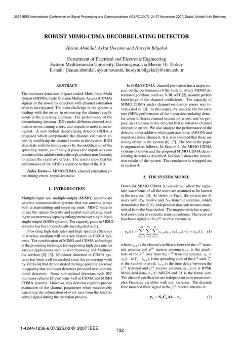 Pdf Robust Mimo Cdma Decorrelating Detector