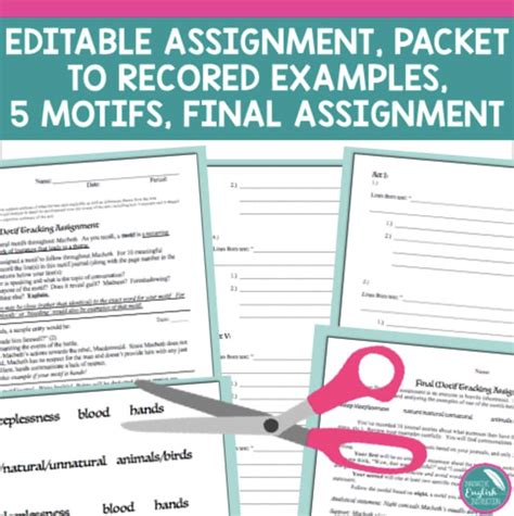 Macbeth Motif Tracker And Theme Analysis Editable Shakespeare Unit Assignment