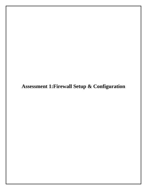 Assessment Firewall Setup And Configuration