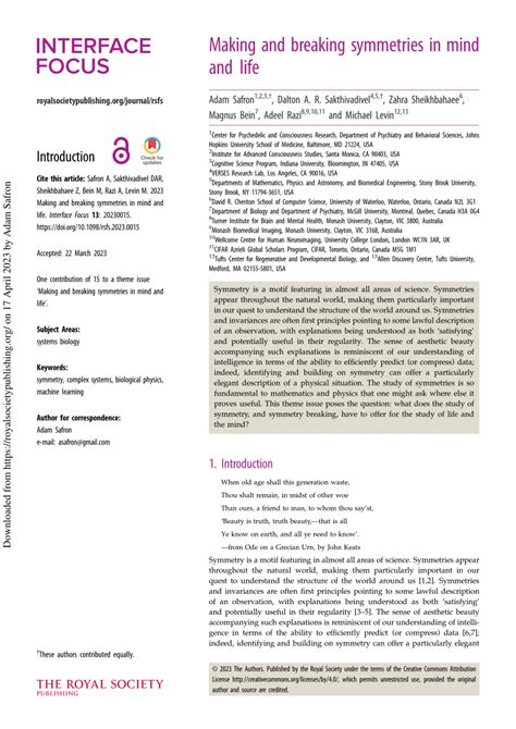 Pdf Making And Breaking Symmetries In Mind And Life
