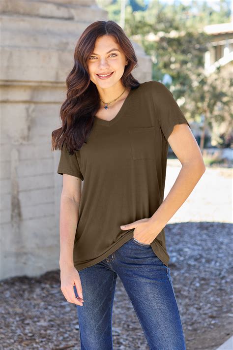 Basic Bae Full Size V Neck Short Sleeve T Shirt Designjennis
