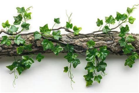 Twisted Jungle Liana Vines Growing On Isolated Tree Branch Stock