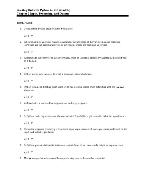 Python 4e Gaddis Chapter 2 Input Processing And Output Notes Studocu