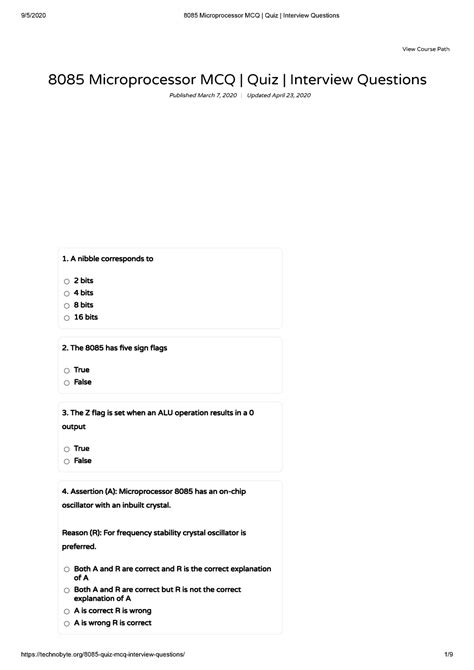 8085 Microprocessor Mcq Quiz Interview Questions 8085 Microprocessor
