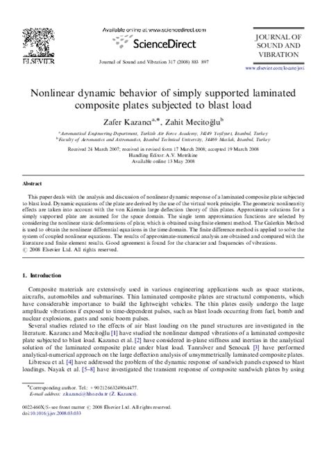 Pdf Nonlinear Dynamic Behavior Of Simply Supported Laminated