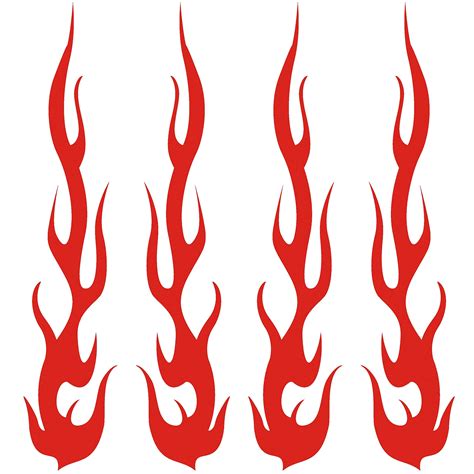 Red Hot Rod Flame Fire Reflective Decals Sticker 1x5 For Helmet Bike