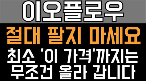 이오플로우 주가전망 절대 팔지 마세요 최소 이 가격까지는 무조건 올라 갑니다 Youtube