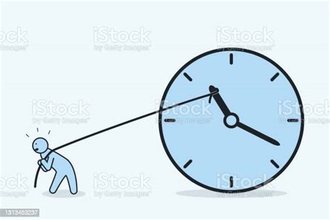 시간을 막으려고 노력하는 사업가 남자는 밧줄로 시계 화살표를 다시 당깁니다 마감일 및 시간 관리 개념 벡터 등에 대한 스톡 벡터 아트 및 기타 이미지 Istock