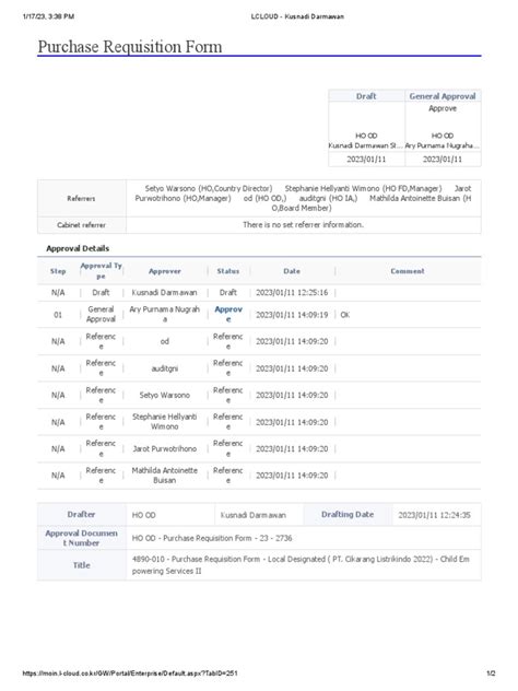 Purchase Requisition Form Approval Details And Items Pdf