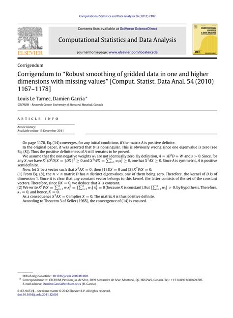 Pdf Corrigendum To Robust Smoothing Of Gridded Data In One And