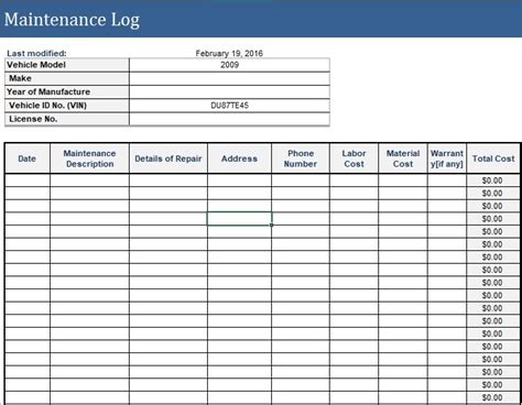 Machine Maintenance Log Template Excel Here Are A Couple Of Examples