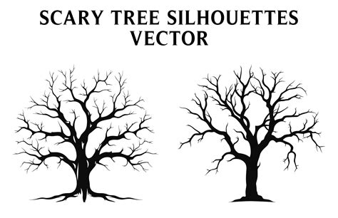 Scary Tree Silhouette Clip Art Set Of Halloween Tree Minimal Dead