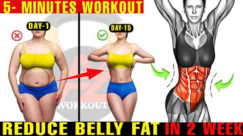 5 Minute Belly Fat Workout 15 Day Challenge Start Today Youtube