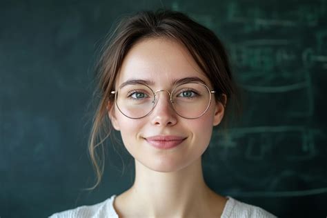 Female Teacher With Glasses In The Classroom Premium Ai Generated Image